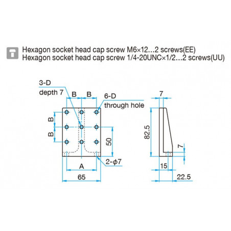 Z Angle Bracket, A: 50 mm, B: 25 mm
