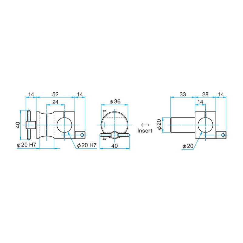 Rotary Cross Clamp, A: 20 mm, 0,196 kg