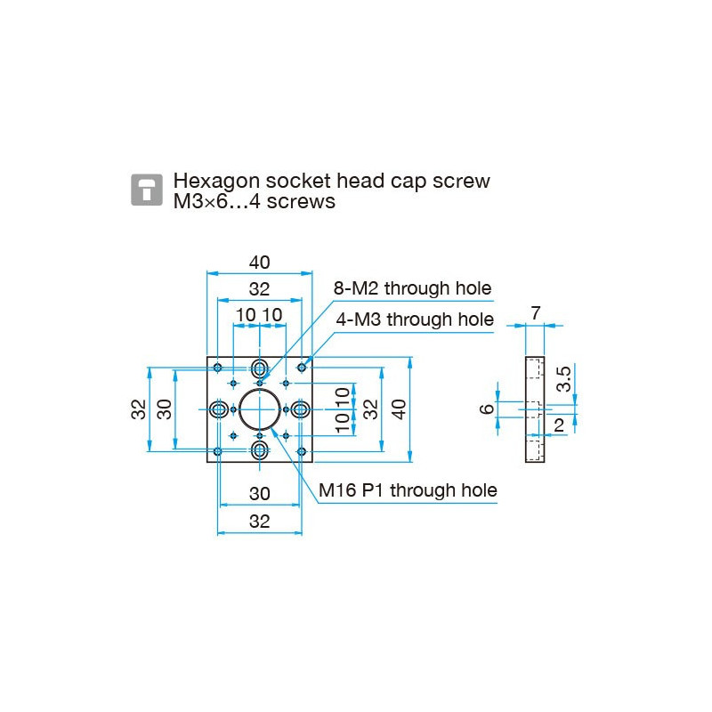 Conversion Plate, 40x40, Mounting surface pattern B
