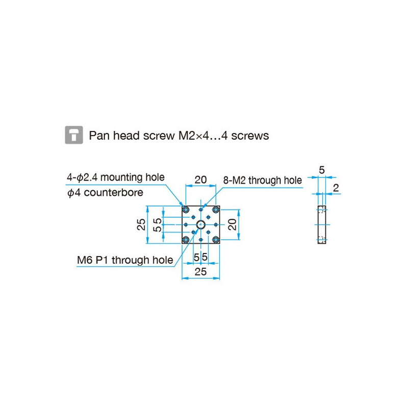 Conversion plate, 20x20 mm