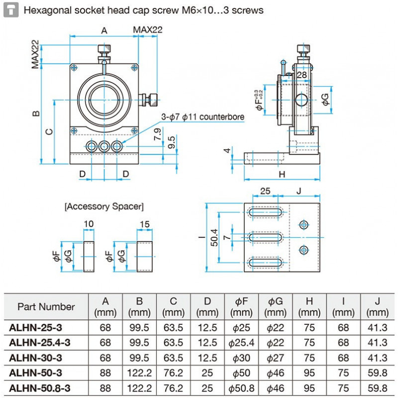 OSE-ALHN-3: Three-axis Lens Holders