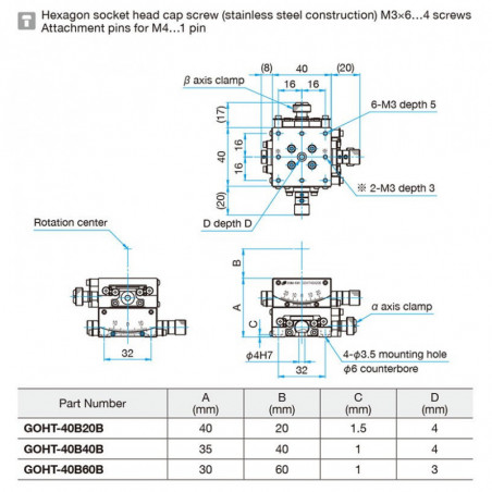 OSE-GOHT-40B: Goniometer, 40 x 40 mm