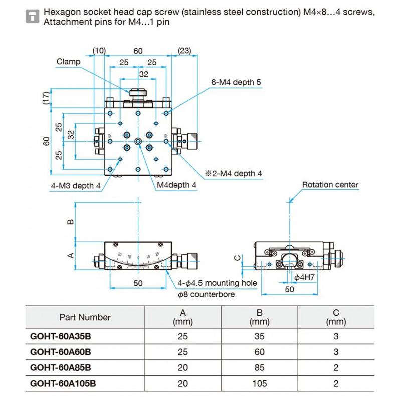 OSE-GOHT-60A: Goniometers, 60 x 60 mm