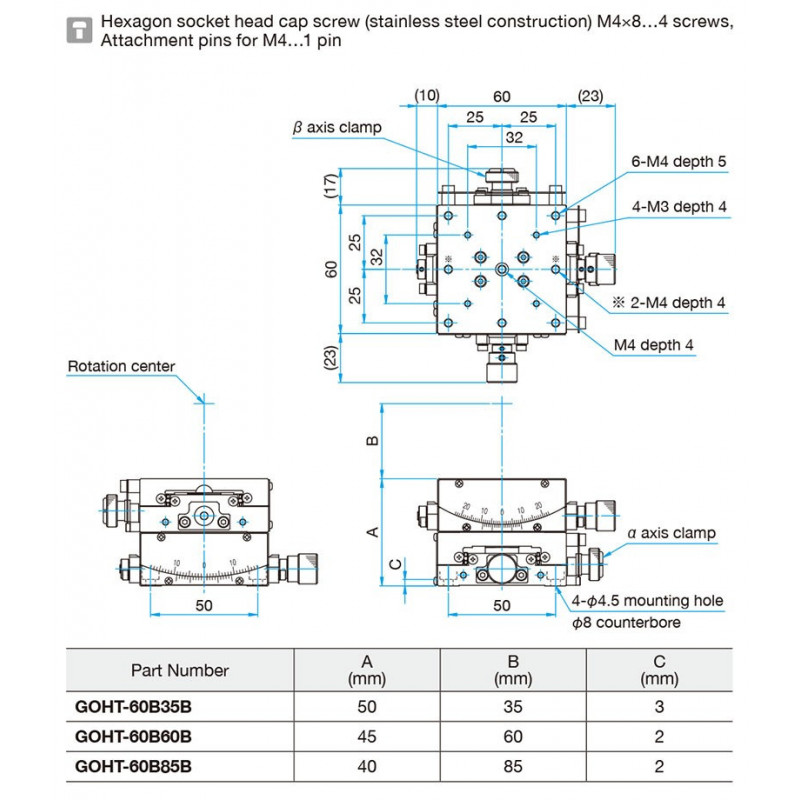 OSE-GOHT-60B: Goniometer, 60 x 60 mm