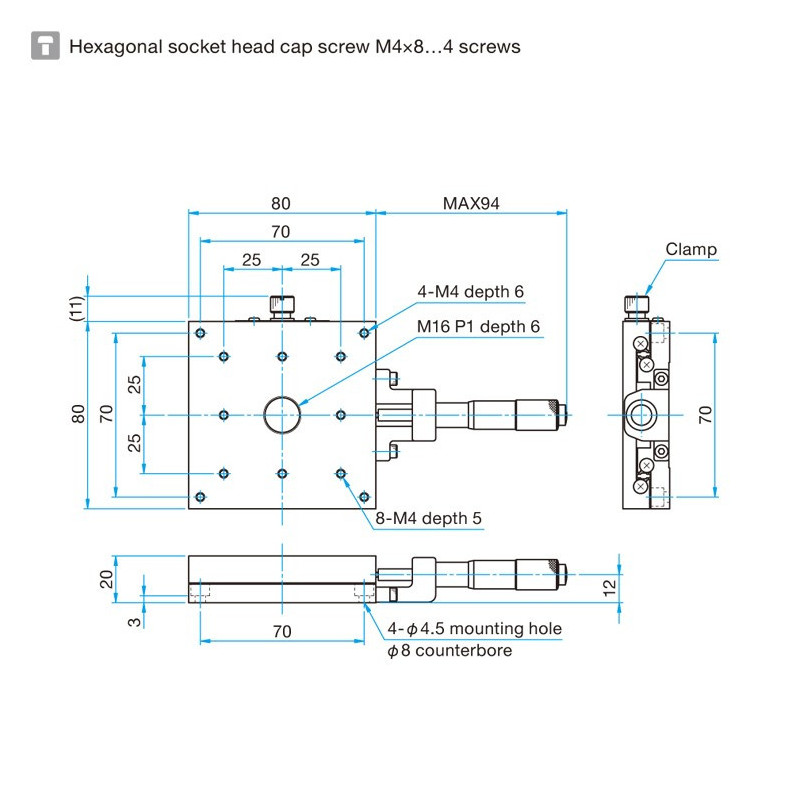OSE-TSD-801: X axis, 80 x 80 mm