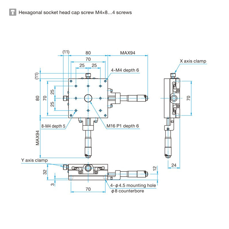 OSE-TSD-802C: XY axis, 80 x 80 mm