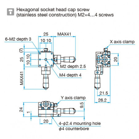 OSE-TSDH-252W: XY axis, 25 x 25 mm