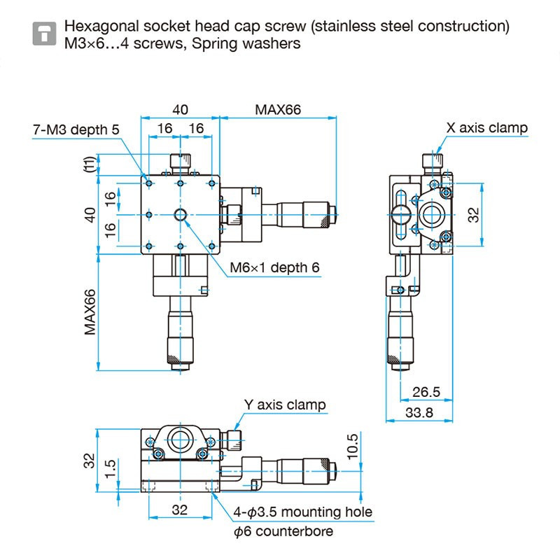 OSE-TSDH-402W: XY axis, 40 x 40 mm